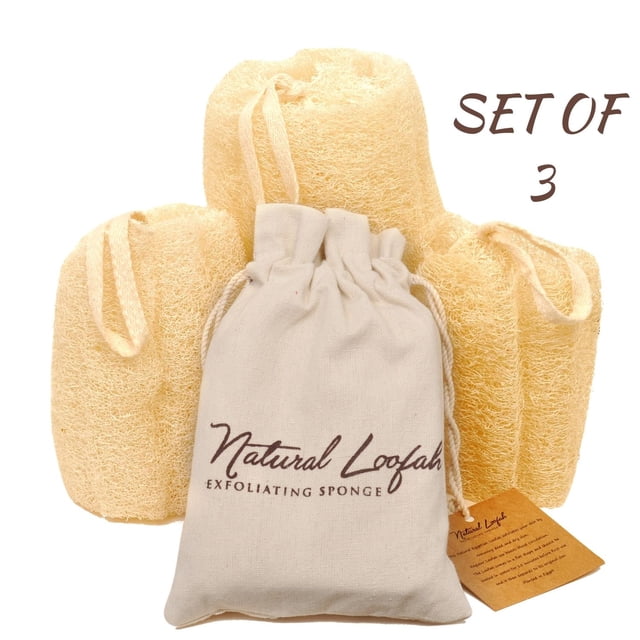 Egyptian Natural Loofah Sponge Exfoliating Body Scrubber 3 Pack ...