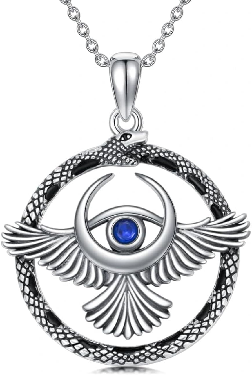 Egyptian Necklace 925 Sterling Silver Ankh Eye of Horus Anubis ...