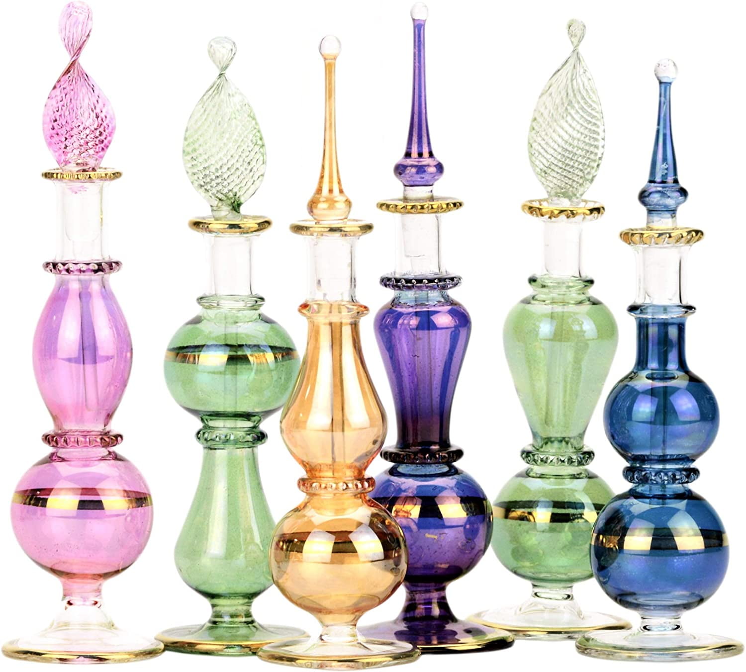 Egyptian Perfume Bottles Set Of 6 Size 4” Hand Blown Decorative Bottles ...