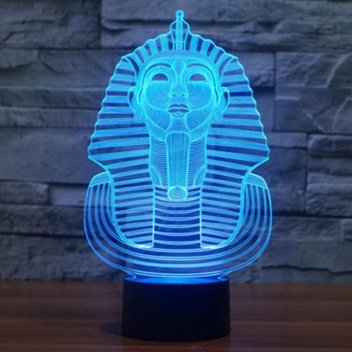 Egyptian Pharaoh 3d Night Lights - Optical Illusion Lamp Have A 7 Color ...