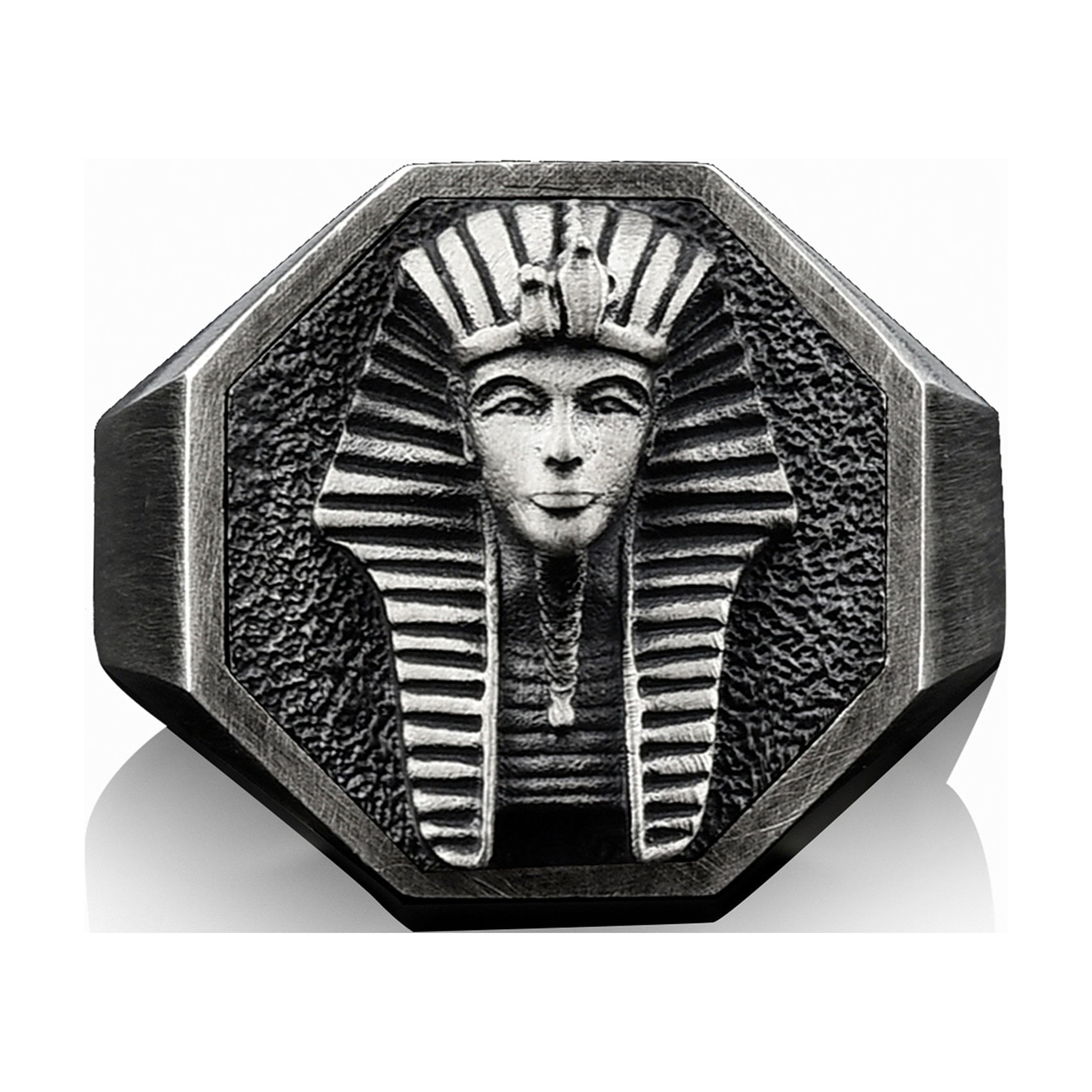 Egyptian Pharaoh oxidized silver ring for men, Handmade Egyptian Pharaoh Signet Men Ring ...