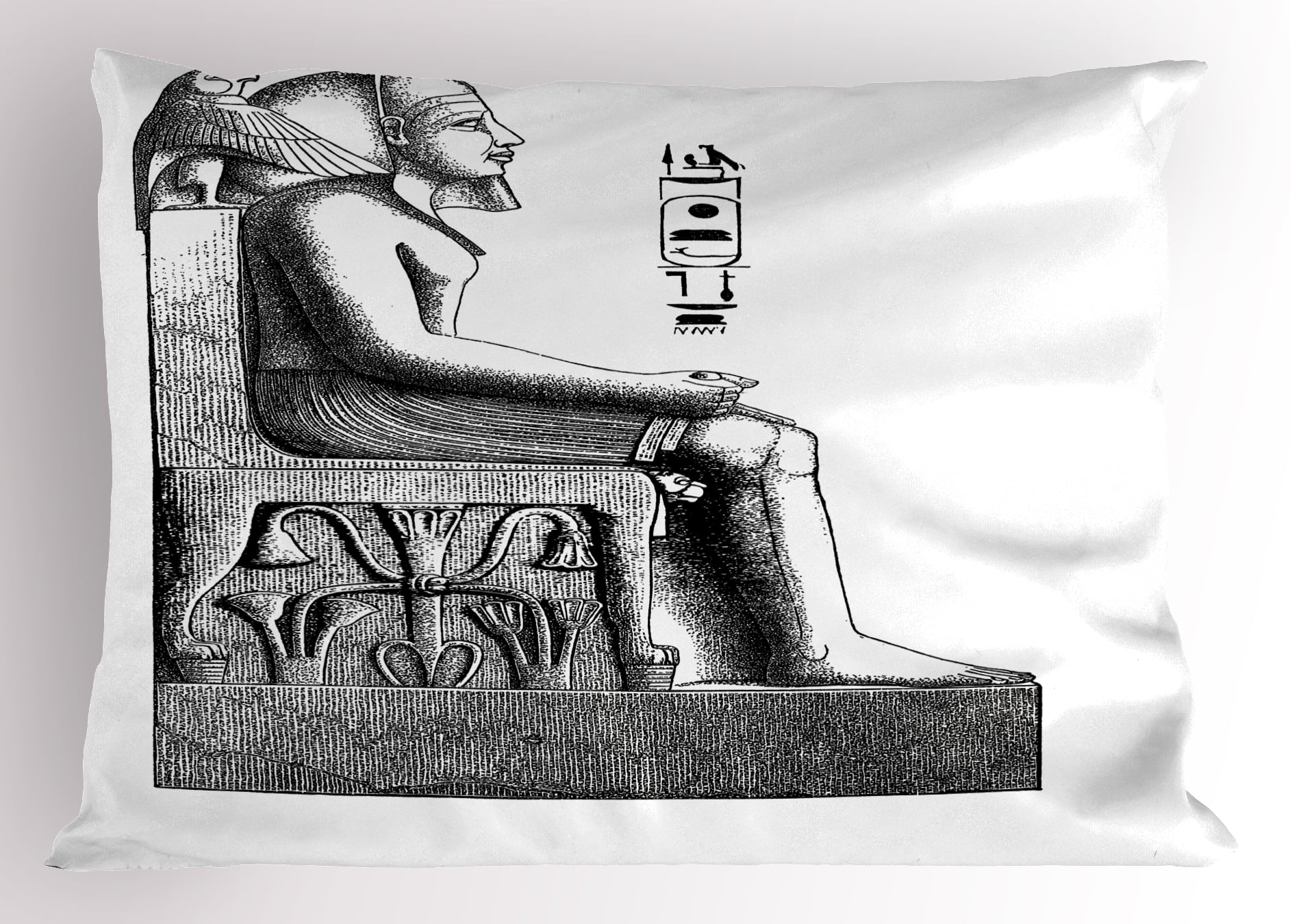 Egyptian Pillow Sham Ancient Antique Era Egypt Pharaoh King Pose with a ...
