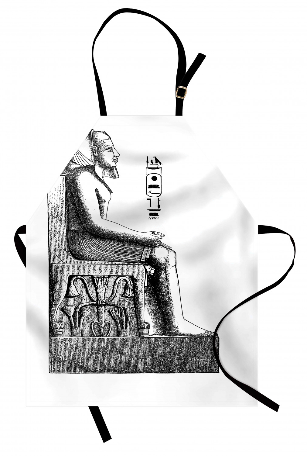 Egyptian Print Apron, Antique Era Egypt Pharaoh King Pose with a Bird ...