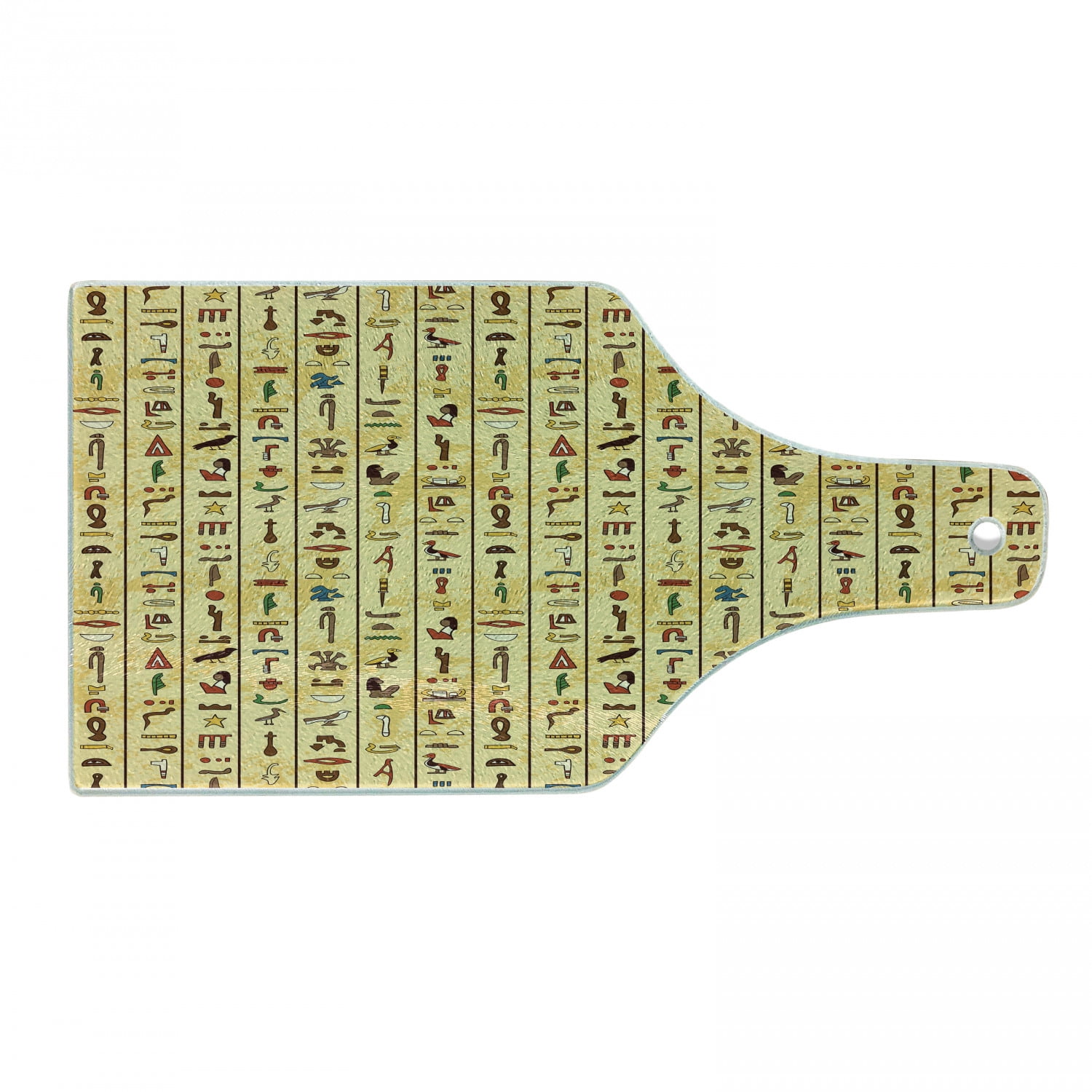 Egyptian Print Cutting Board, Colorful Hieroglyphics on Papyrus Old ...