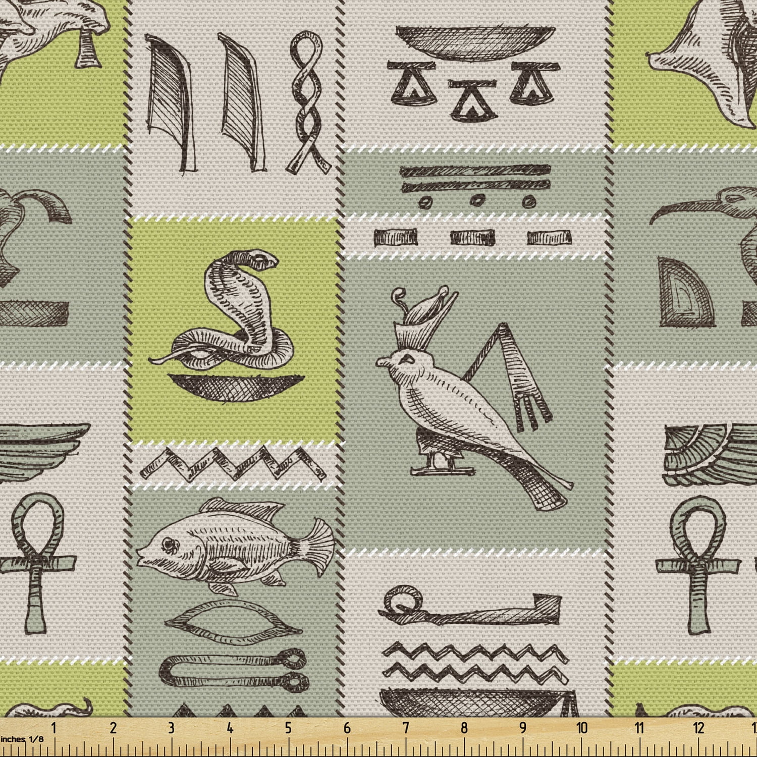 Egyptian Print Fabric by the Yard, Historical Papyrus Manuscripts ...