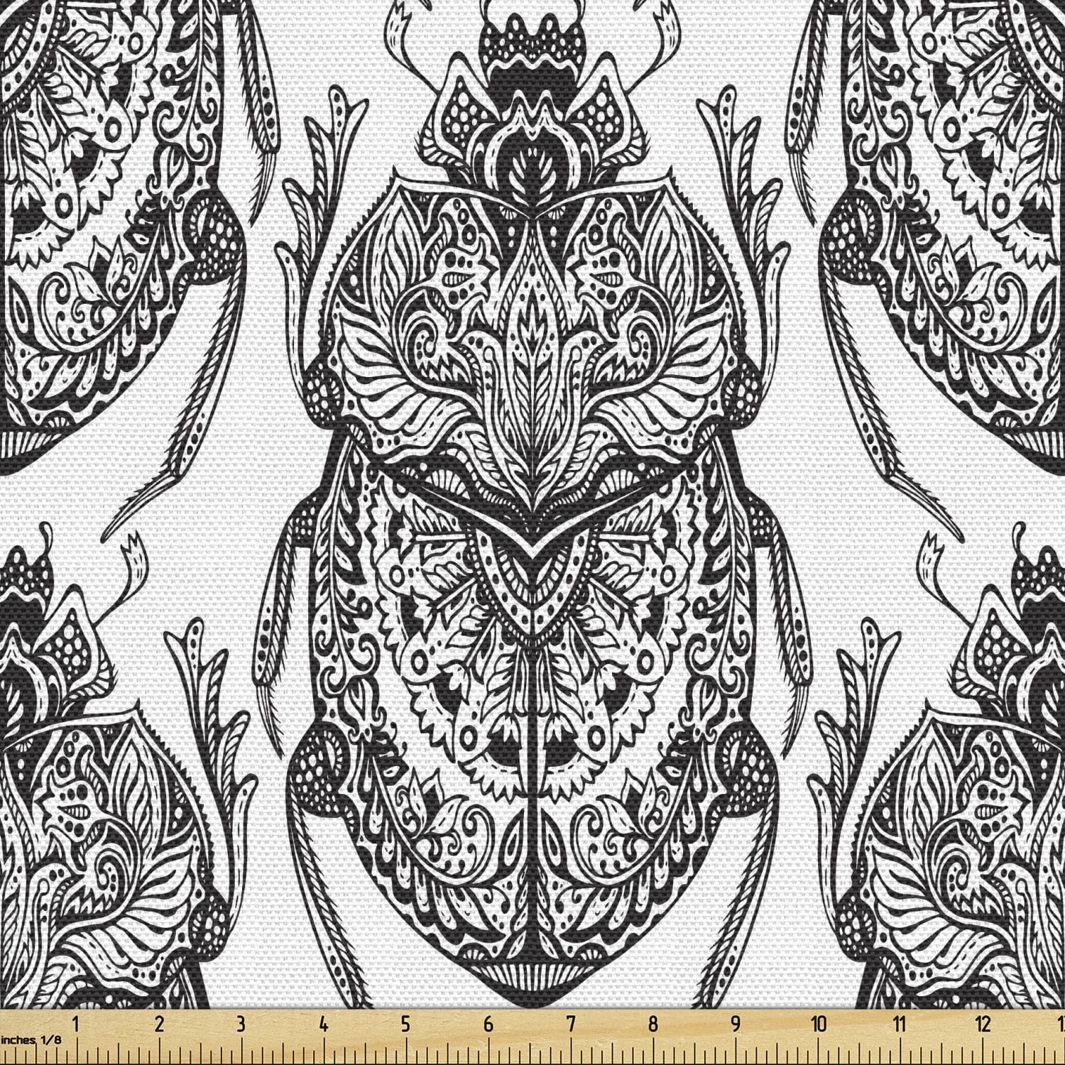 Ambesonne Egyptian Fabric by the Yard Upholstery, Mythological Scarabs ...