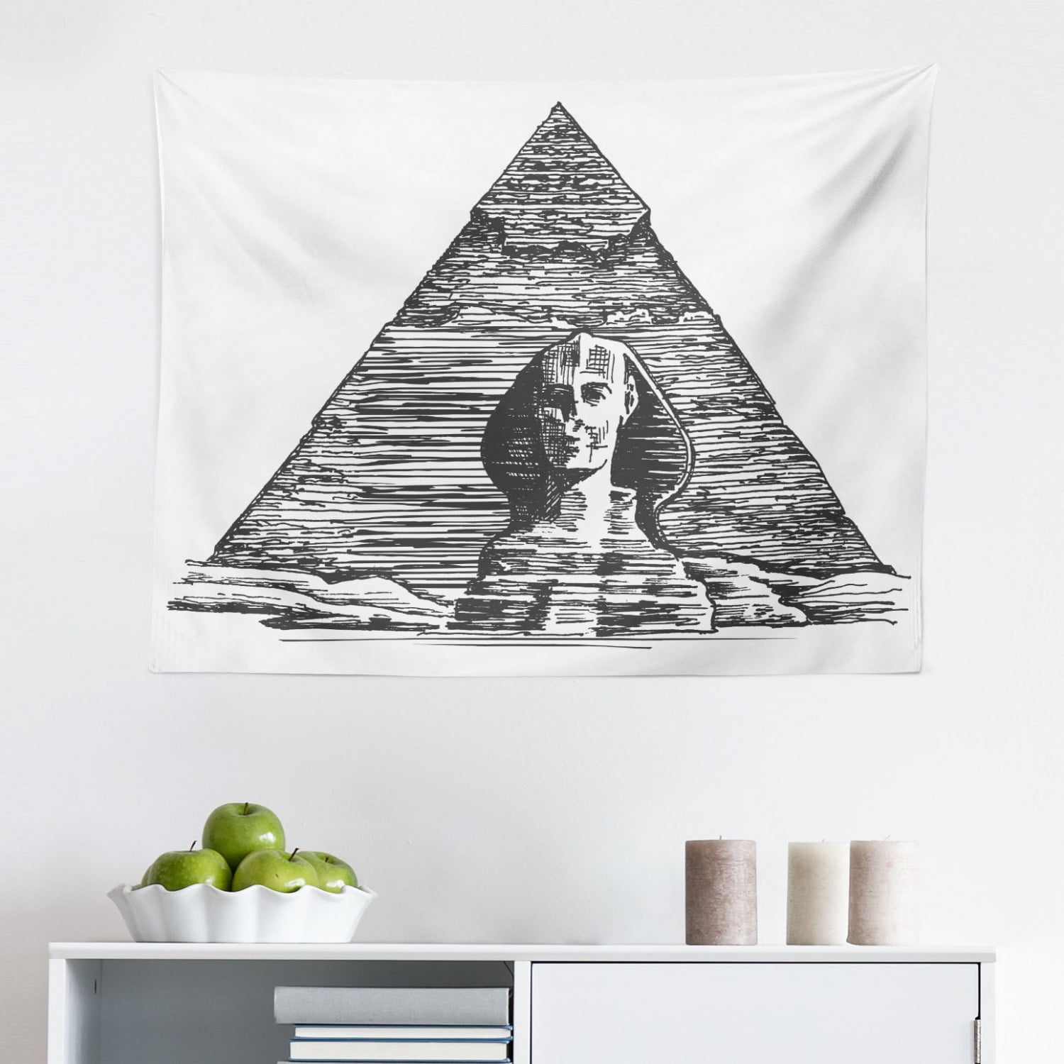 Egyptian Print Tapestry, Hieroglyphics with Anubis Traditional Cultural ...