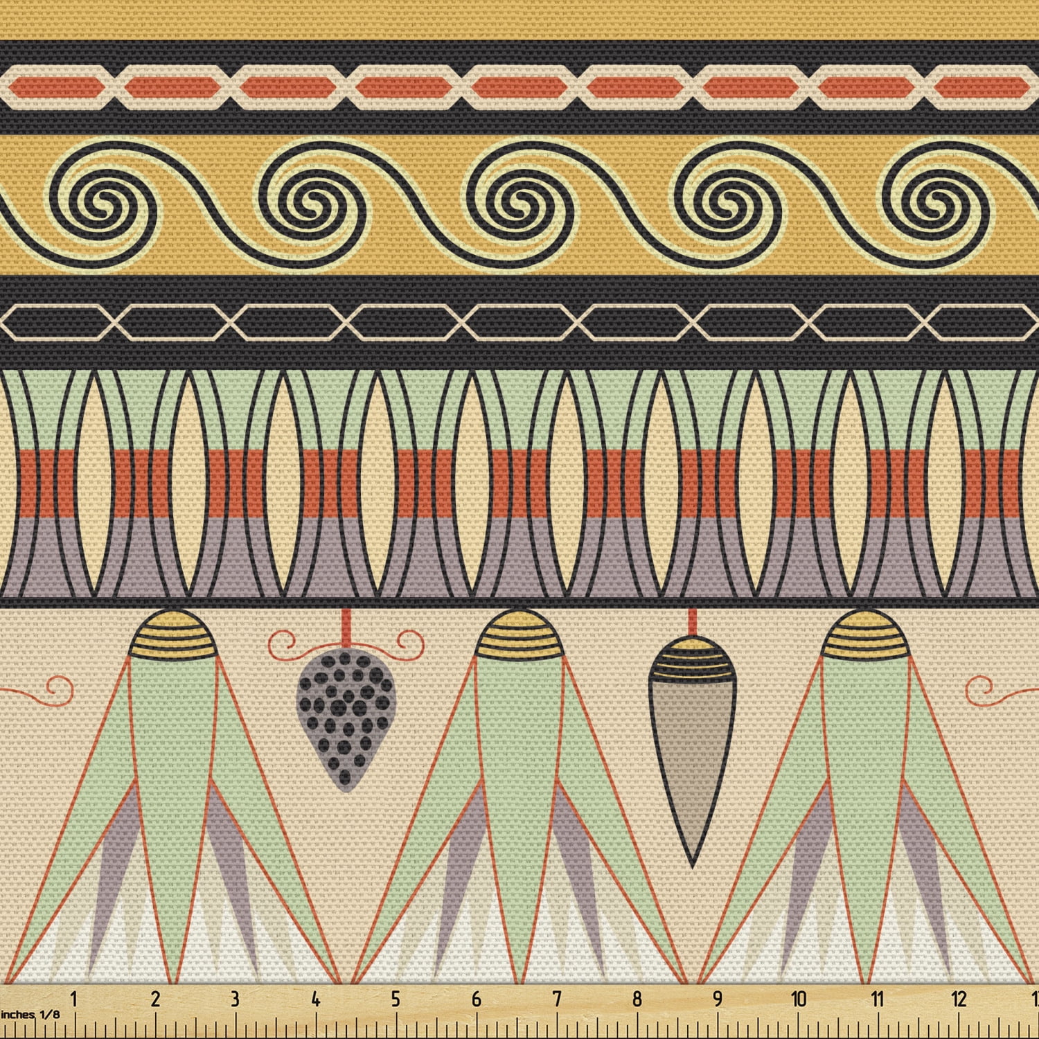 Ambesonne Egyptian Fabric by the Yard Upholstery, Abstract Indigenous ...