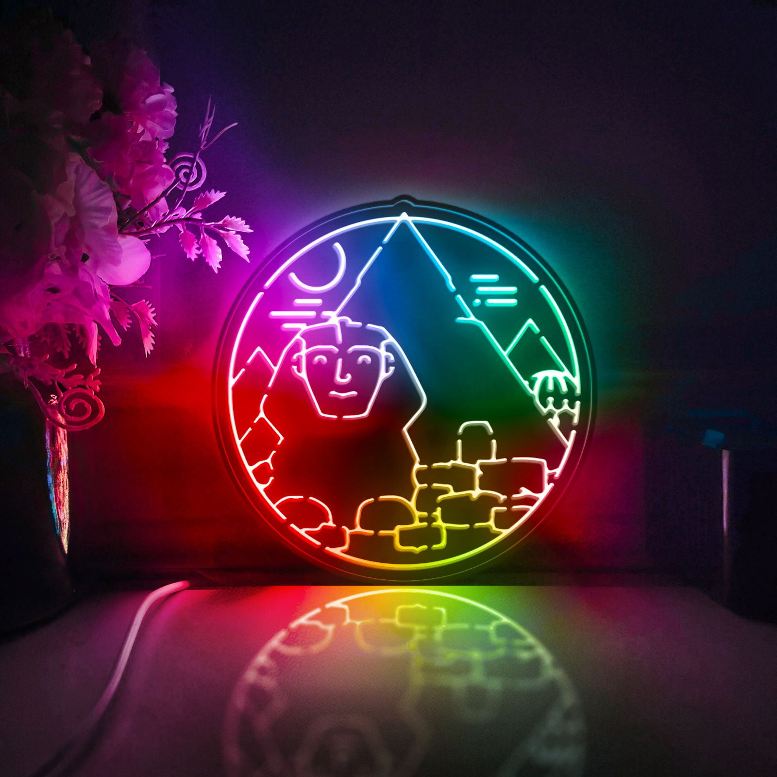 Egyptian Pyramid Led Light Box, Dimmable Neon-Like Light Signs USB ...