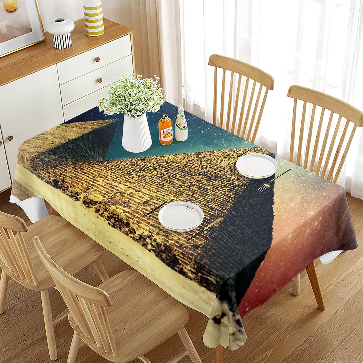 Egyptian Pyramid Tablecloth Ancient Ethnic Vintage r Rectangle Tablecloth Banquet Kitchen Dining ...