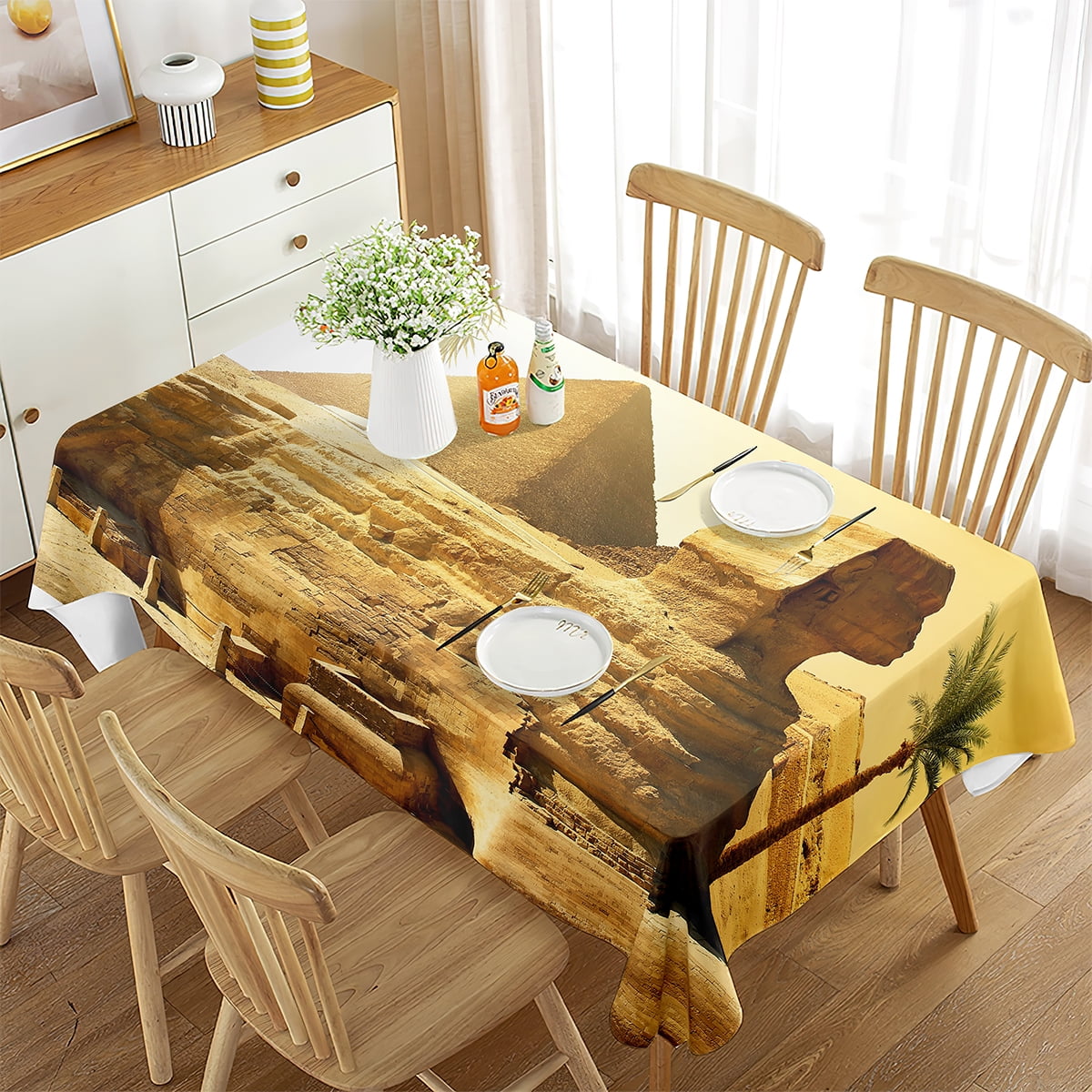Egyptian Pyramid Tablecloth Ancient Ethnic Vintage r Rectangle ...