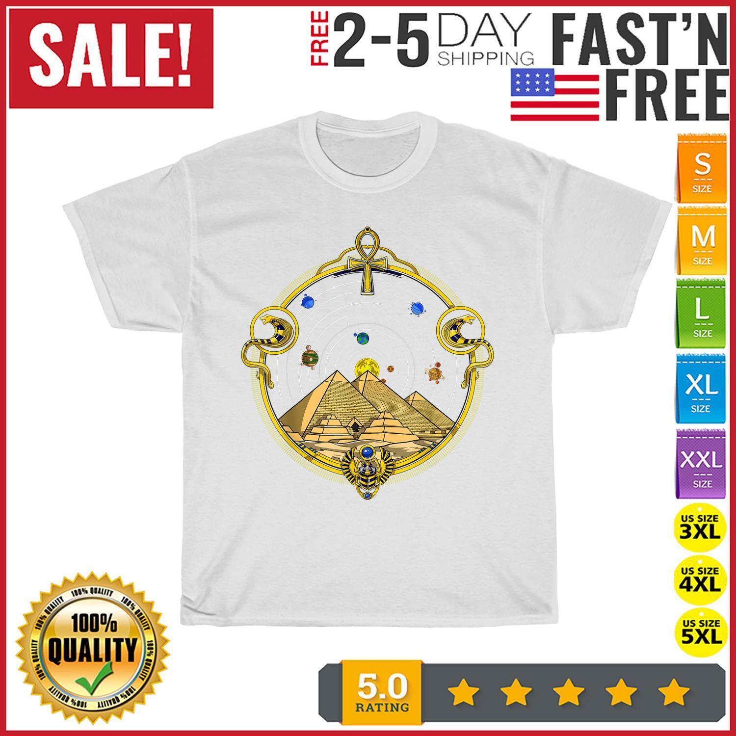 Egyptian Pyramids Ankh Symbol Eye Of Horus Sacred Geometry T Shirt Men ...