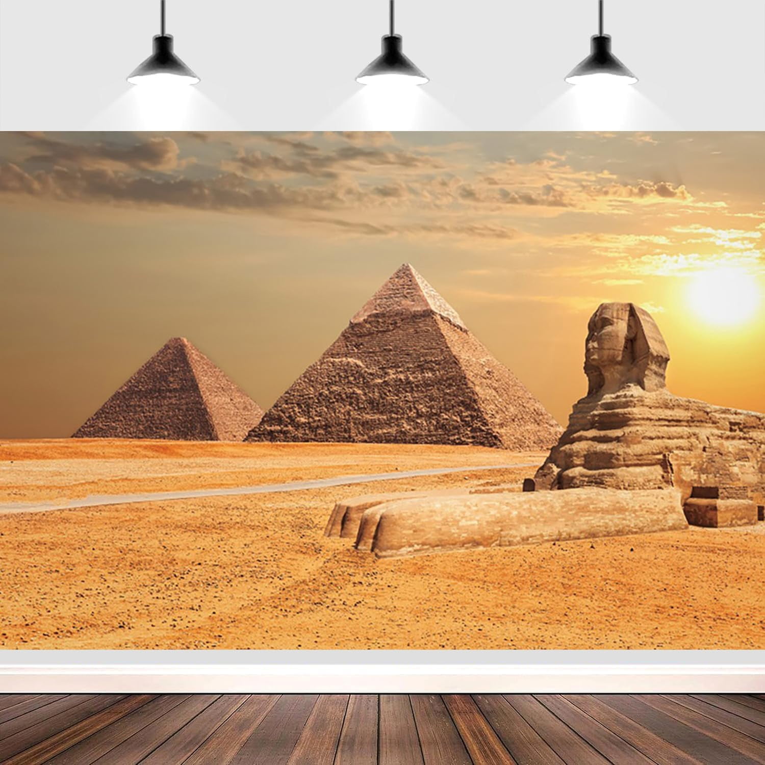 Egyptian Pyramids Backdrop Ancient Egypt Sphinx Desert Sunset ...