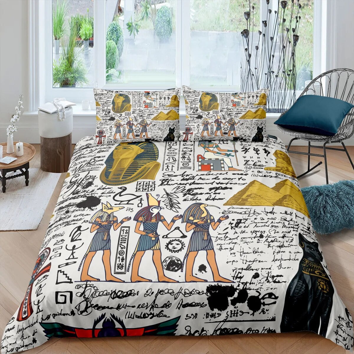 Egyptian Pyramids Duvet Cover Set Ancient Egypt Tribal Bedding Set ...