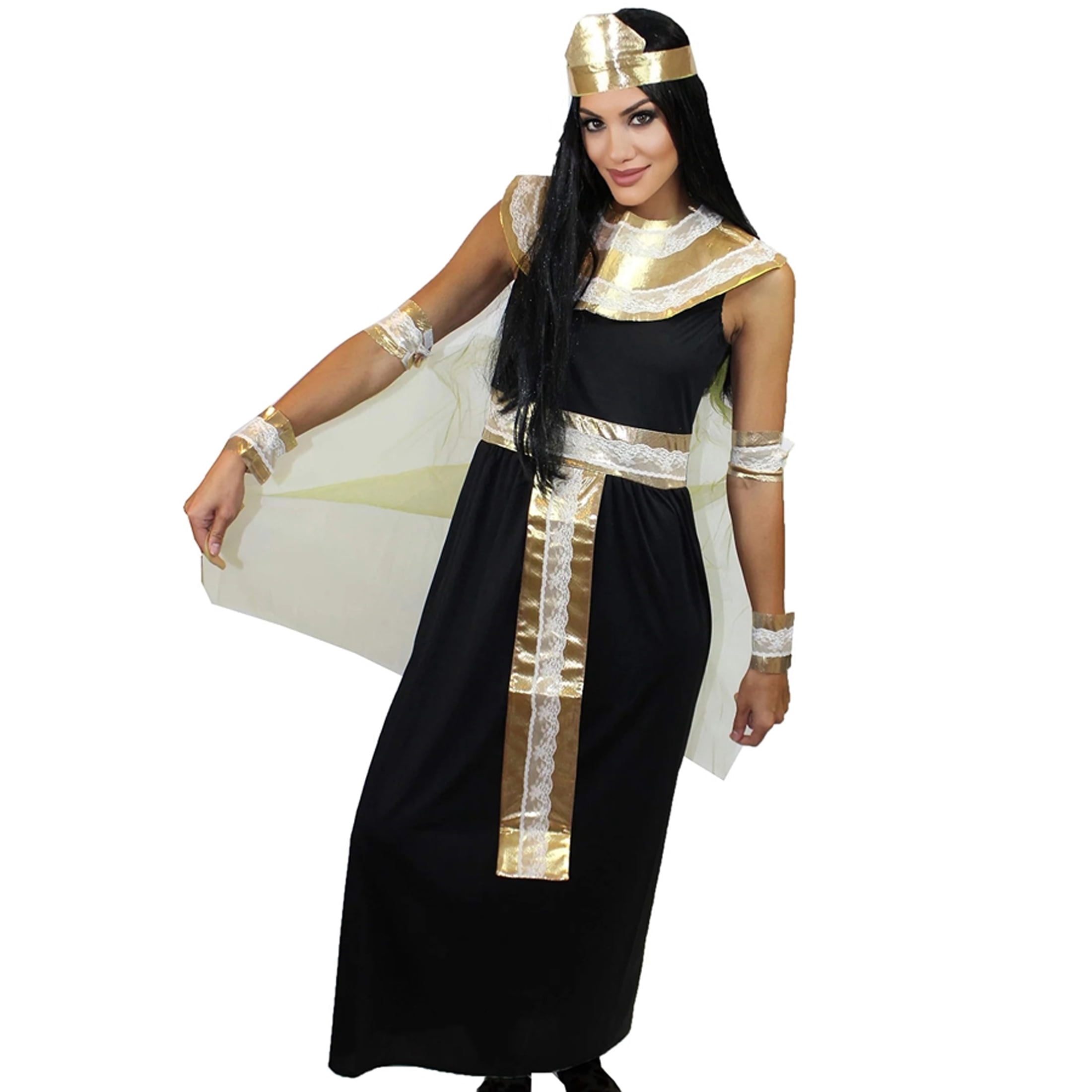 HPO Adult Women Egyptian Queen Cleopatra Costume-Black and Gold Fancy ...