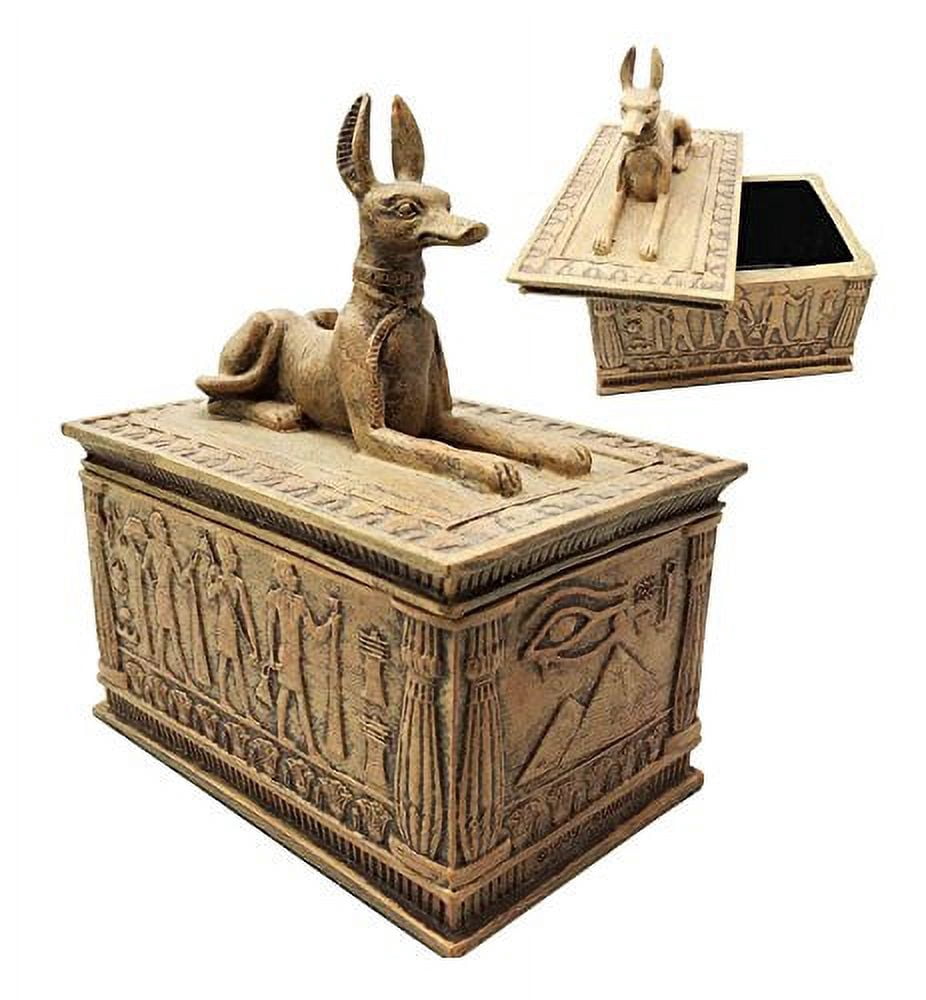 Egyptian Sandstone Anubis Dog Deity Afterlife Mummification Jewelry Box ...