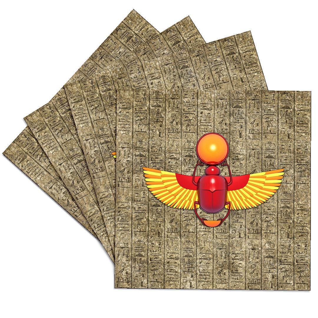 3drose, Egyptian Scarab Beetle and Ancient Hieroglyphs Art., Set of 4 ...