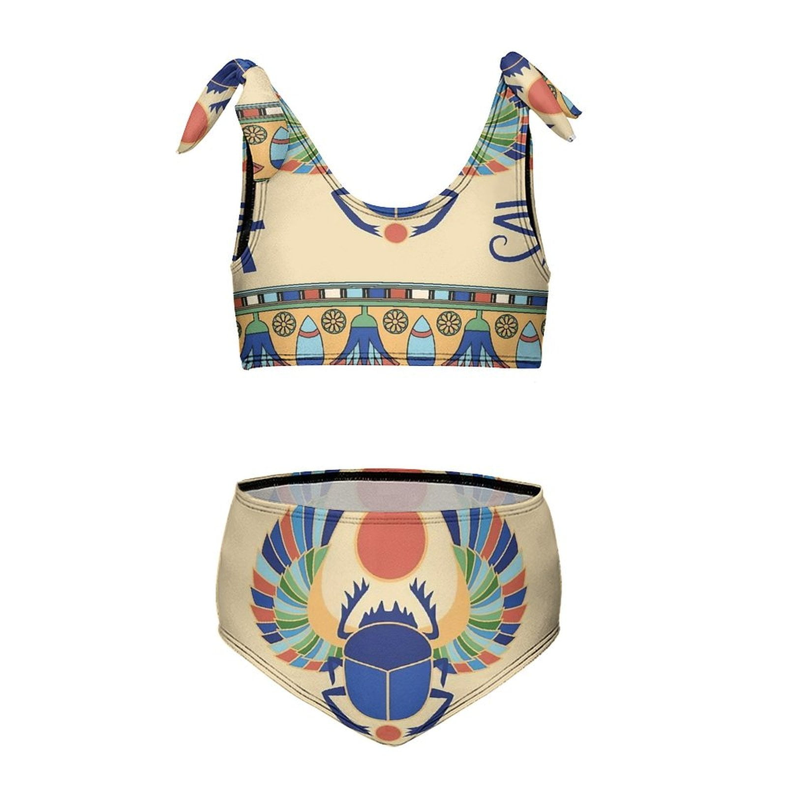 Egyptian Scarab Print Girl's 2 Piece Bikini Set Beach Sport Swimsuit ...