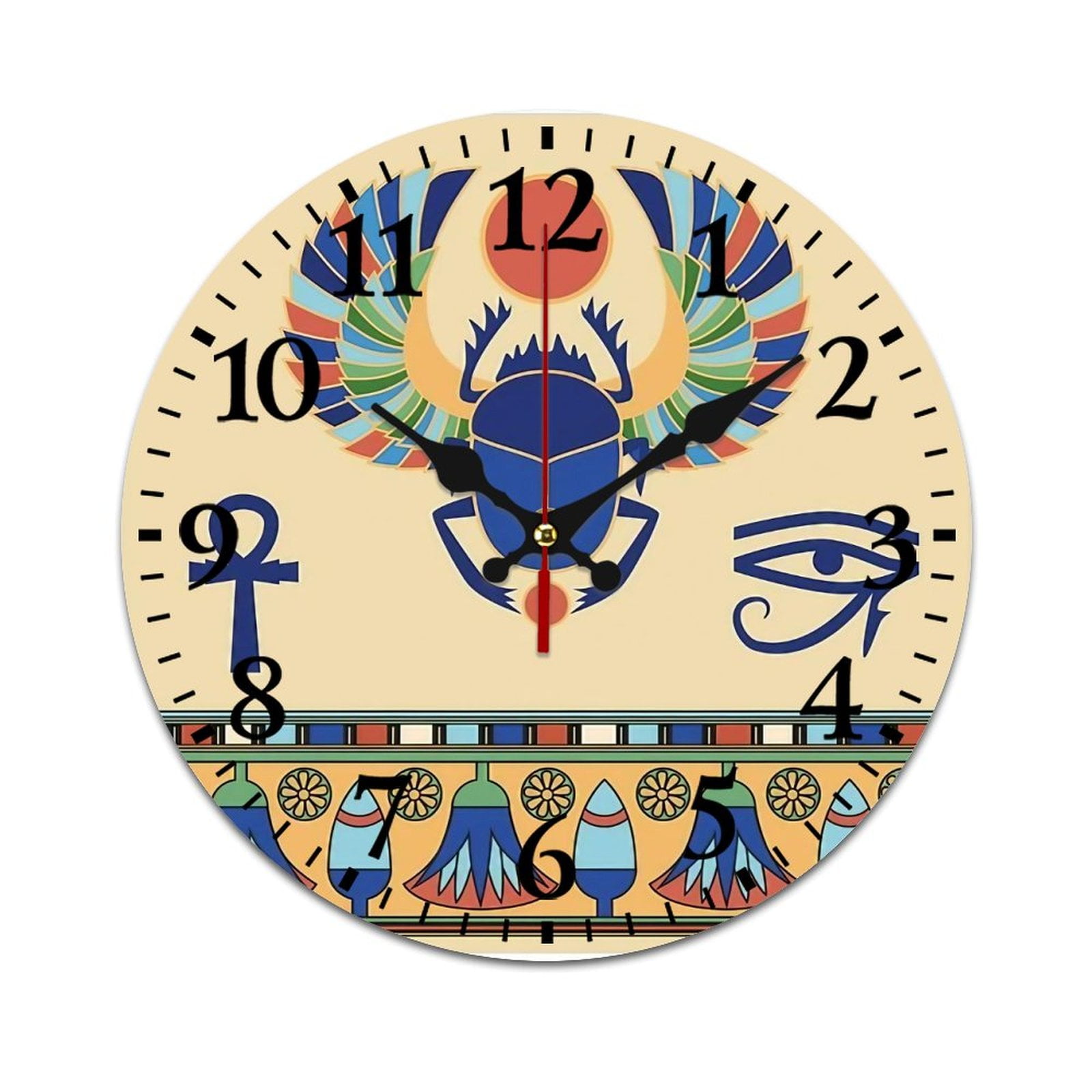 Egyptian Scarab Print Wall Clock Modern Design Clocks Wall Hanging Home ...