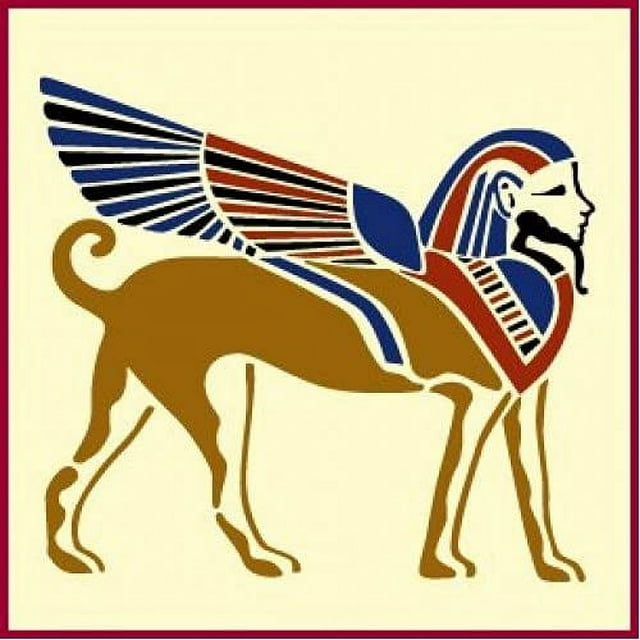 Egyptian Sphinx Stencil - Hieroglyphics Classic Egyptian Symbol ...