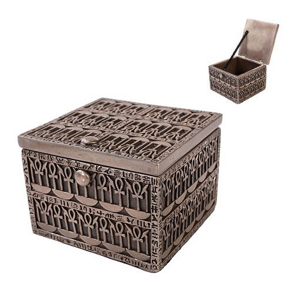 Egyptian Square Artifact Symbols Jewelry Box Figurine Made of Polyresin ...