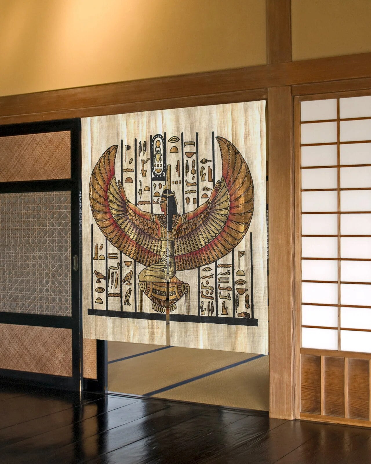 Egyptian Symbols Door Curtain Egypt Hieroglyphs Doorway Hanging Curtain ...