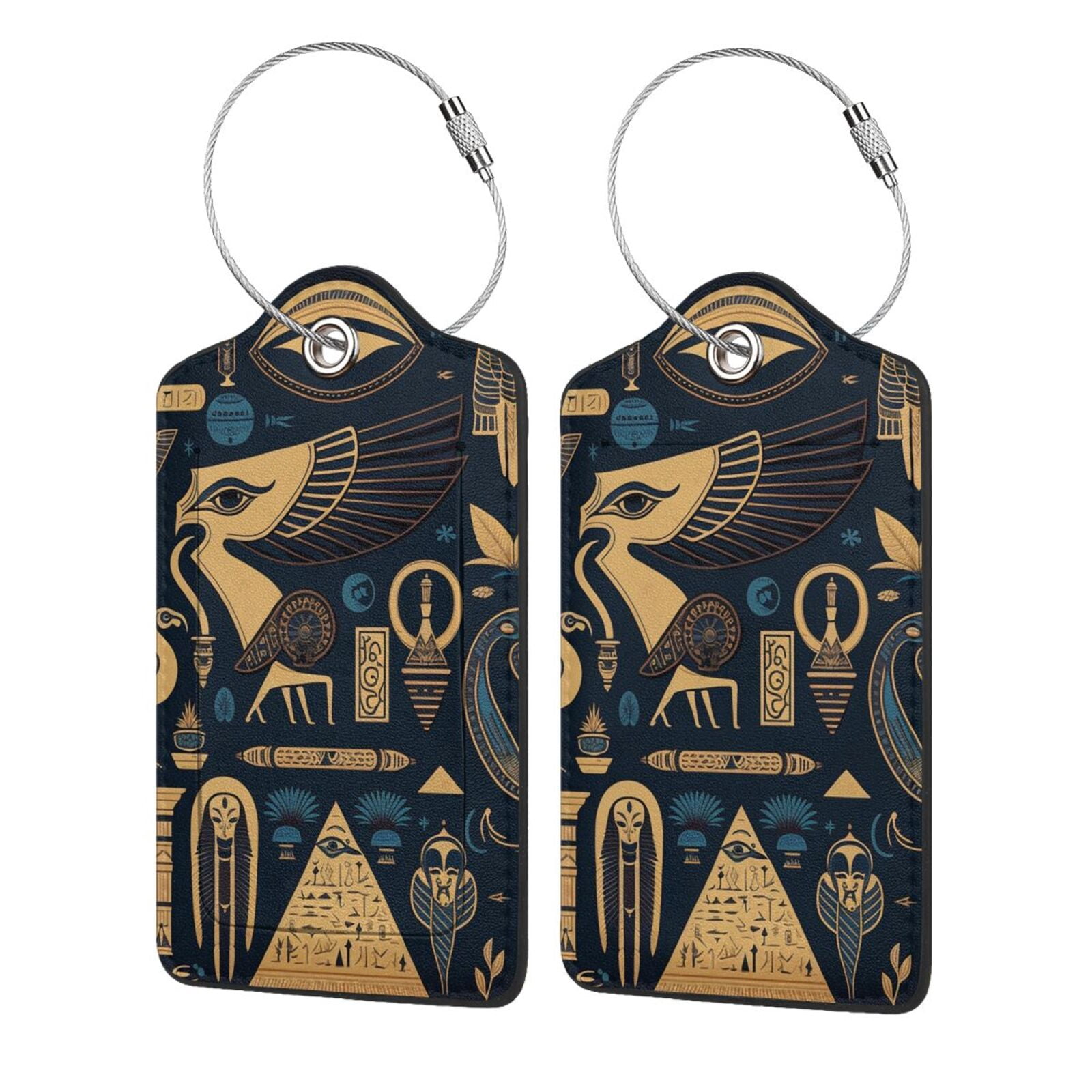 Egyptian Symbols Hieroglyphs Mascots Vintage Luggage Tag for Suitcase 2 ...