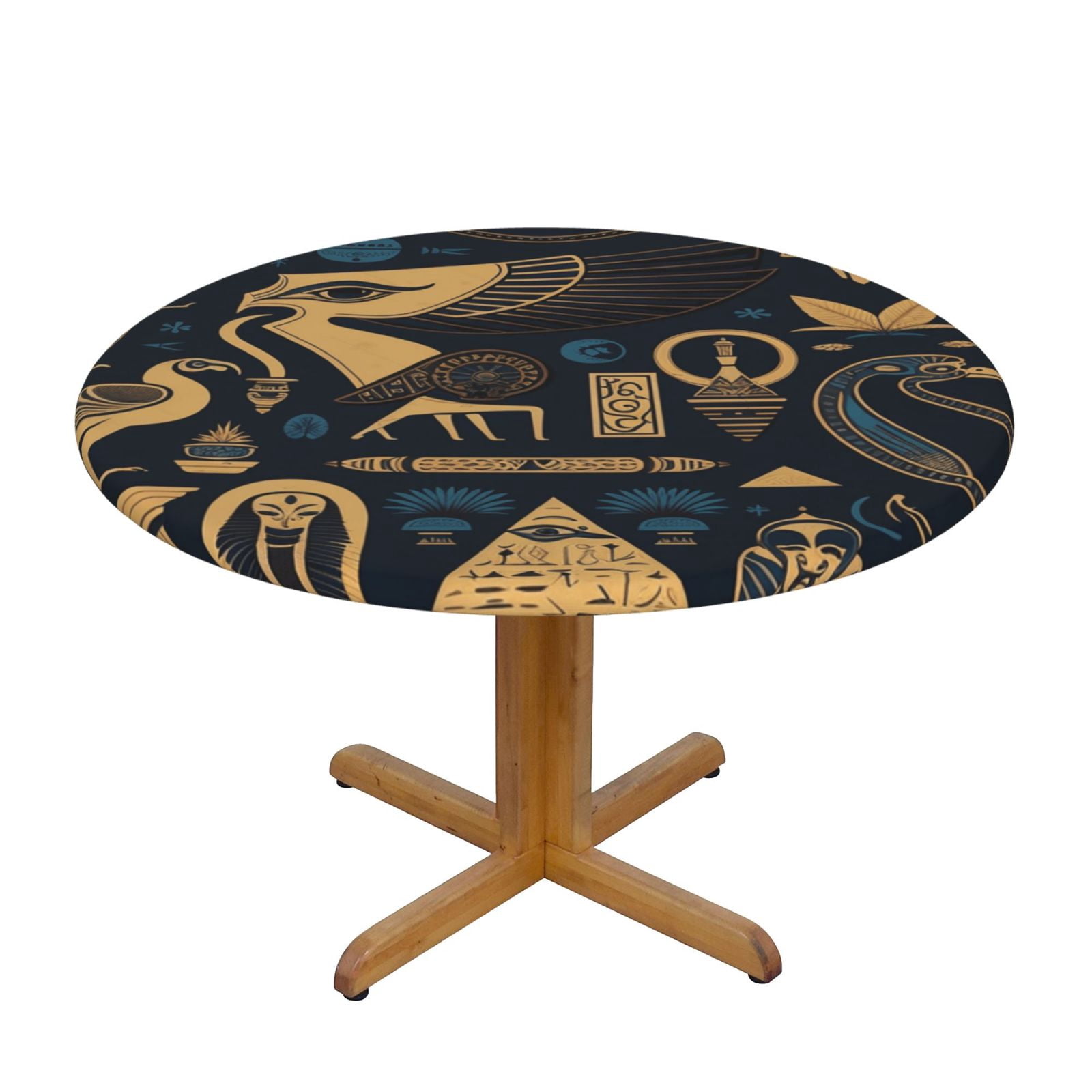 Egyptian Symbols Hieroglyphs Mascots Vintage Round Fitted Tablecloth ...