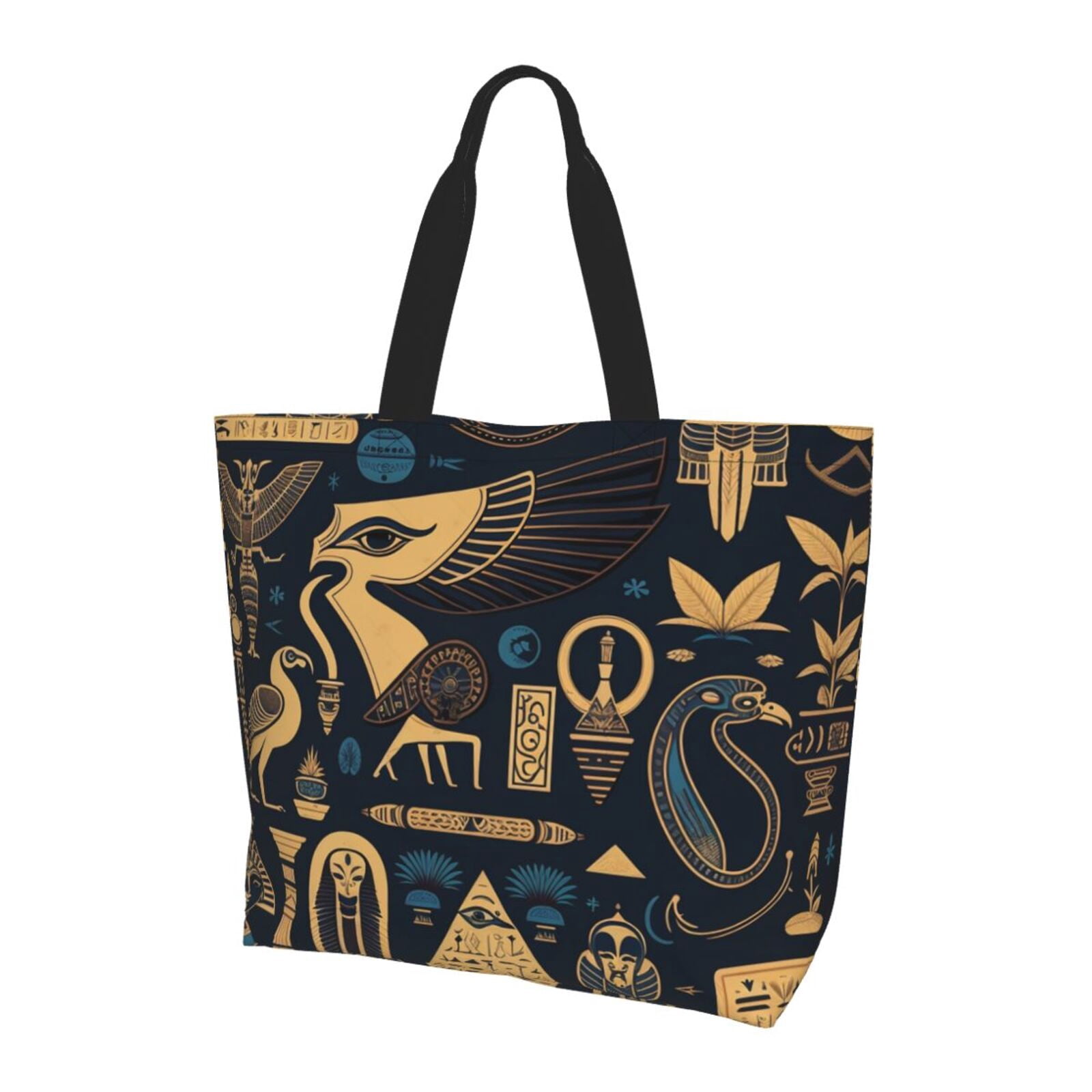 Egyptian Symbols Hieroglyphs Mascots Vintage Women Reusable Bag Large ...