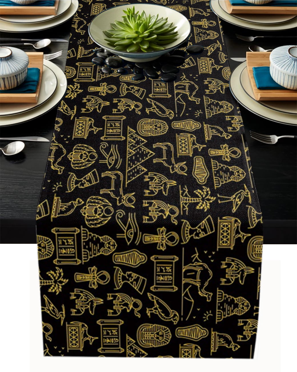 Egyptian Symbols Table Runner Hotel Party r Dining Tablecloth Wedding ...