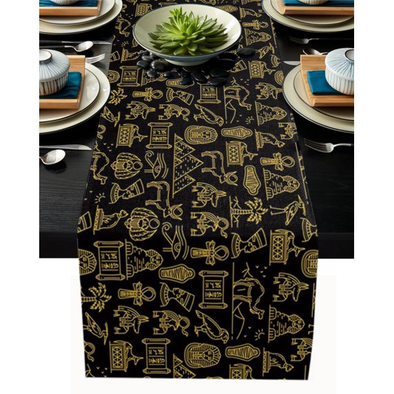 Egyptian Symbols Table Runner Hotel Party r Dining Tablecloth Wedding ...