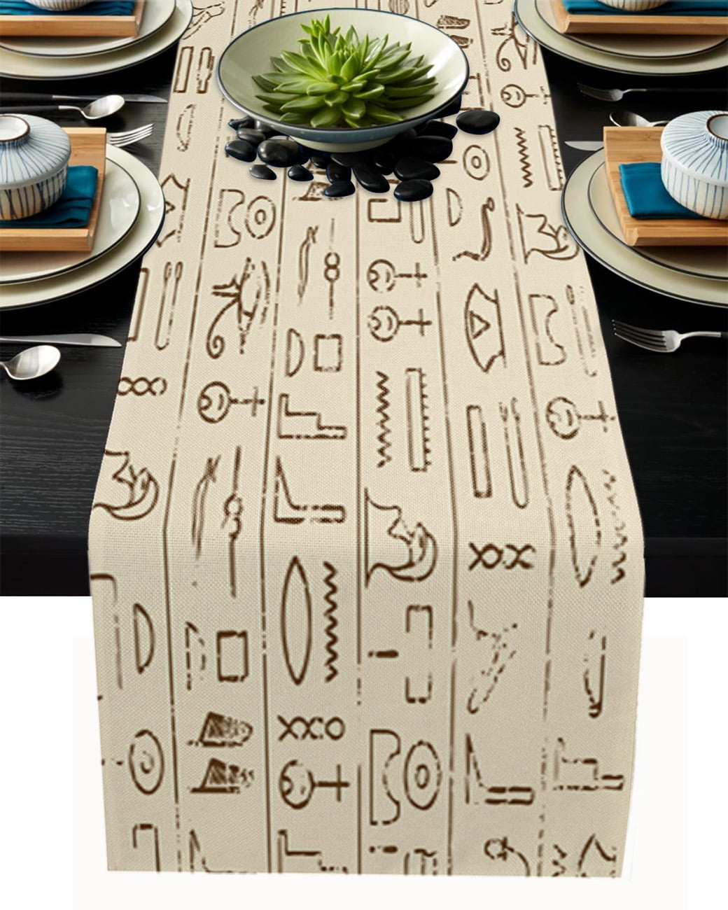 Egyptian Symbols Table Runner Hotel Party r Dining Tablecloth Wedding ...