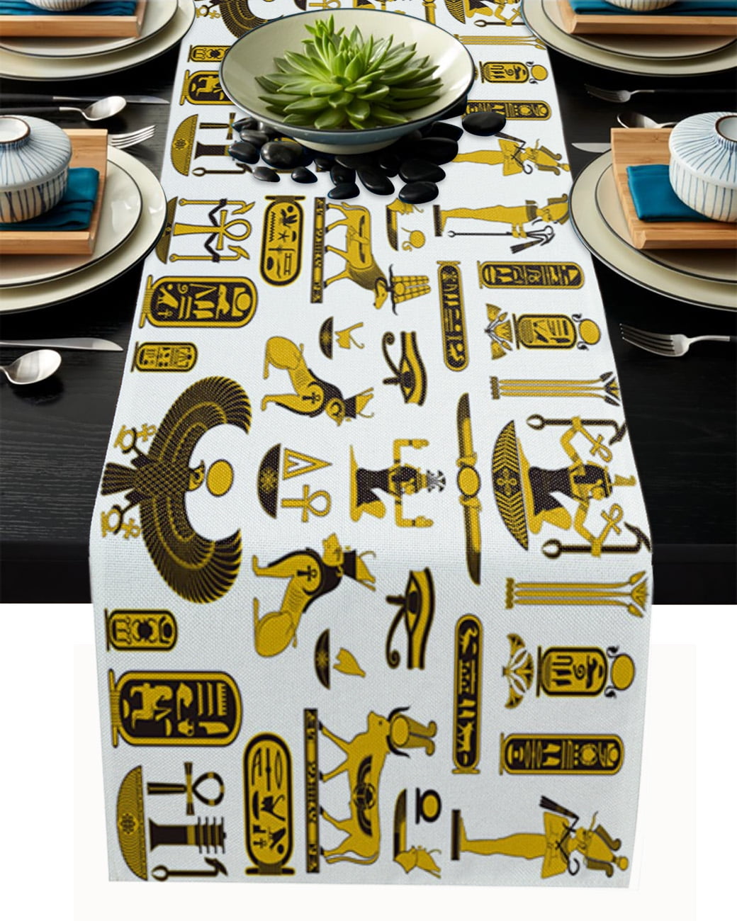 Egyptian Symbols Table Runner Hotel Party r Dining Tablecloth Wedding ...