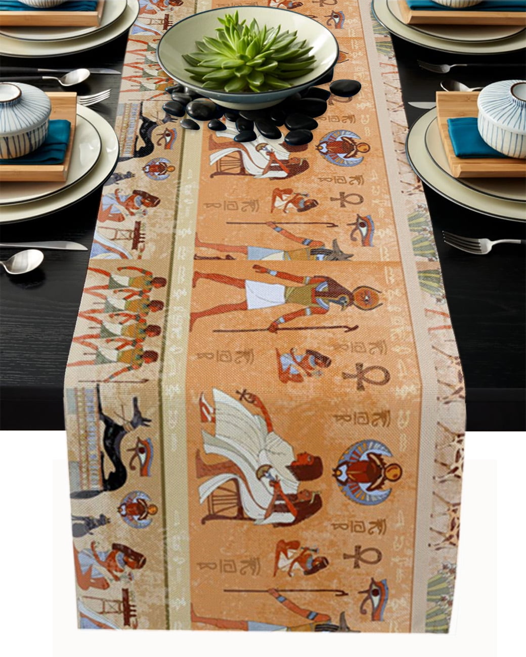 Egyptian Symbols Table Runner Hotel Party r Dining Tablecloth Wedding ...