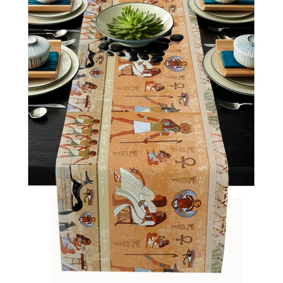 Egyptian Symbols Table Runner Hotel Party r Dining Tablecloth Wedding ...