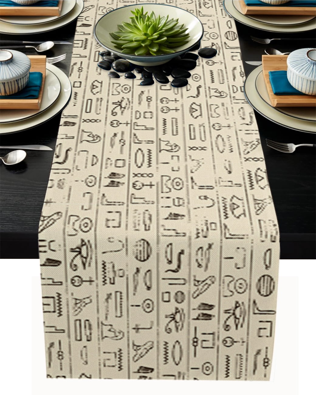 Egyptian Symbols Table Runner Hotel Party r Dining Tablecloth Wedding ...