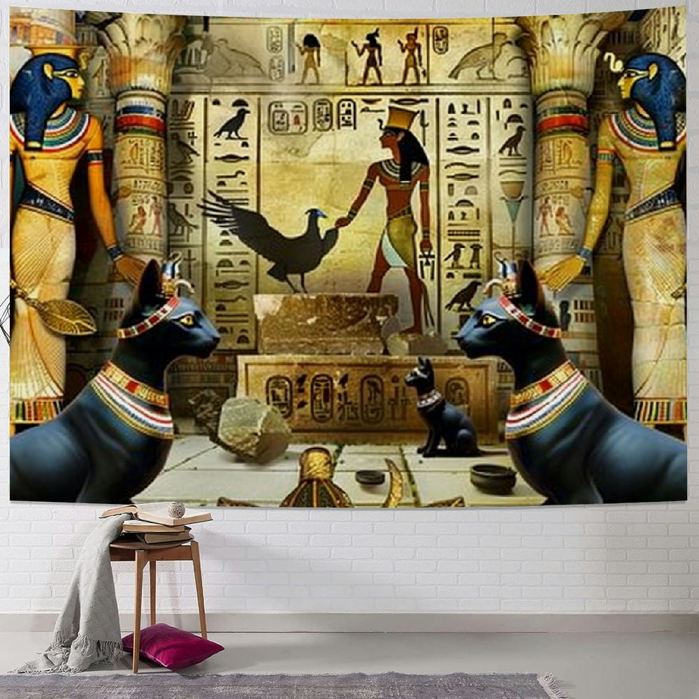 Egyptian Tapestry Goddess of Isis Bastet Wall Hanging Egyptian Palace ...