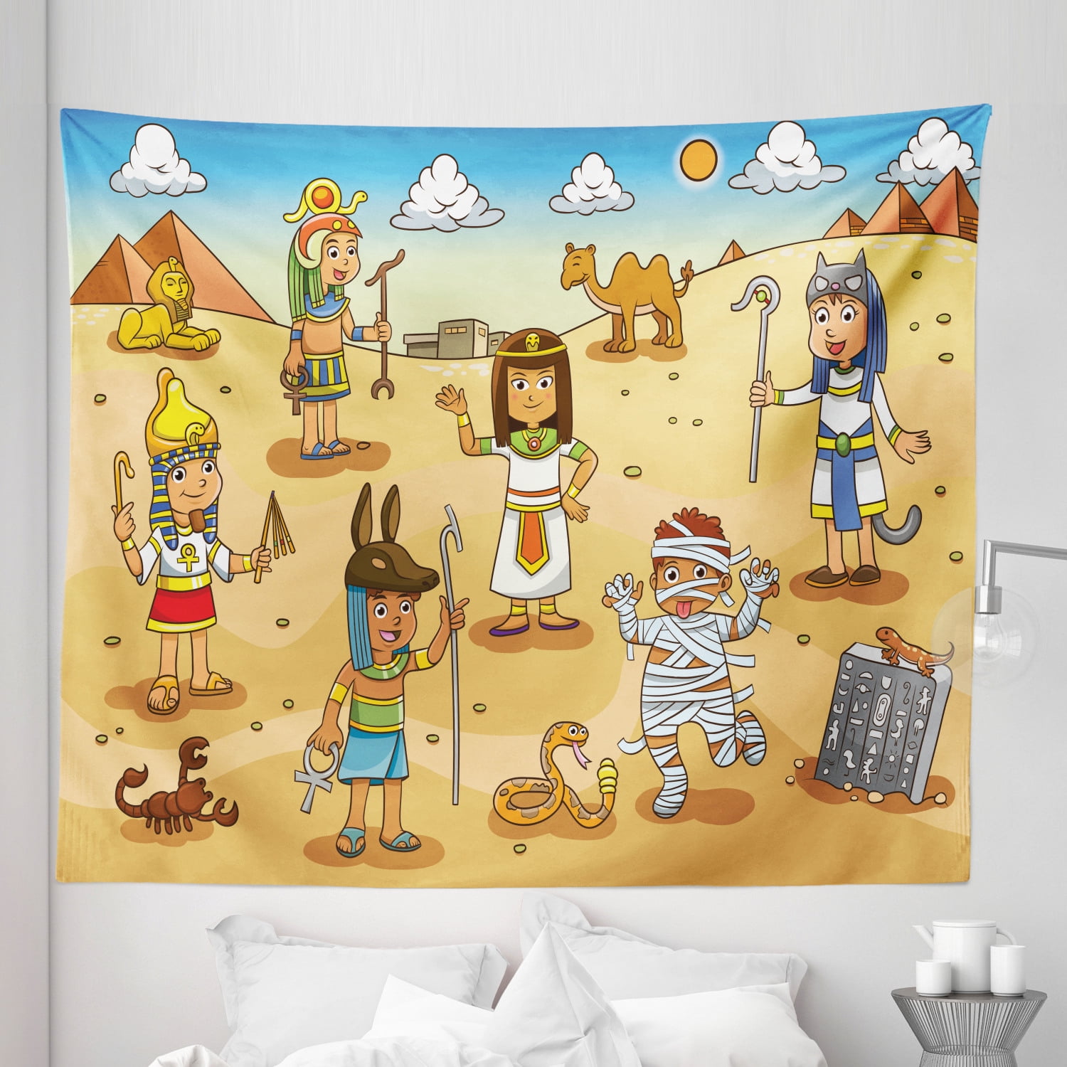 Egyptian Tapestry, Historical Egypt Characters with Pyramids Cleopatra ...