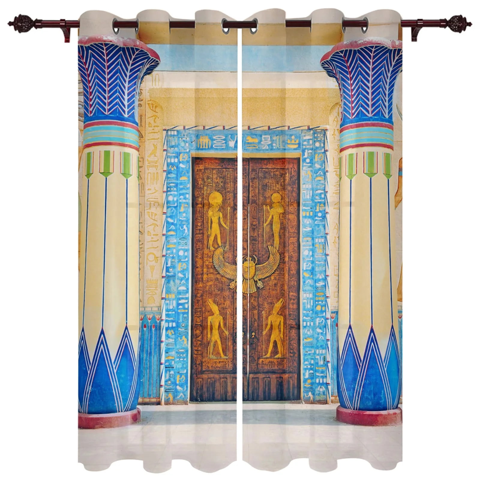 Egyptian Temple Culture Symbol Curtains for Bedroom Kitchen Window ...
