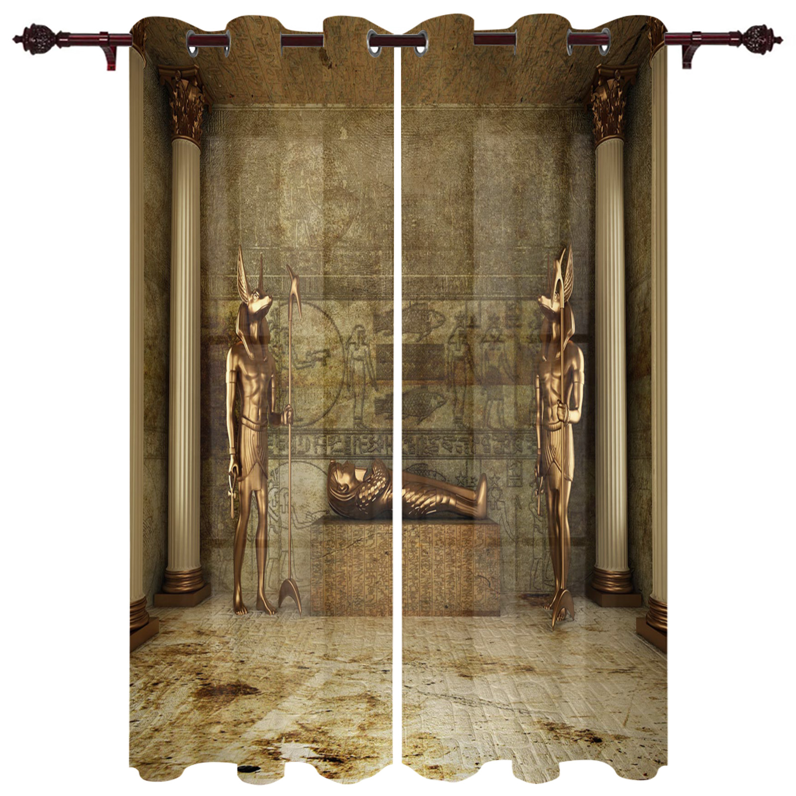 Egyptian Temple Culture Symbol Curtains for Bedroom Kitchen Window ...