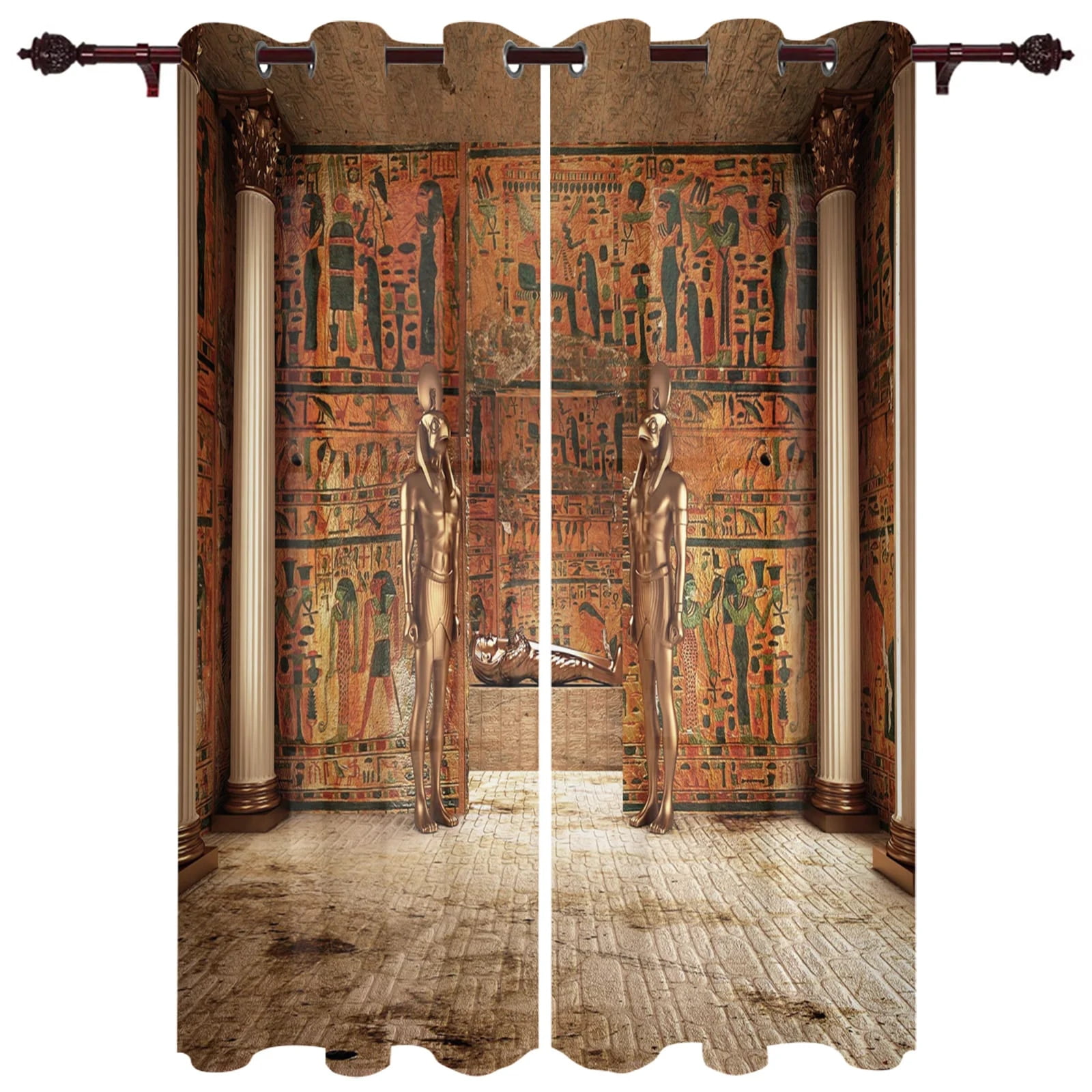 Egyptian Temple Culture Symbol Curtains for Bedroom Kitchen Window ...