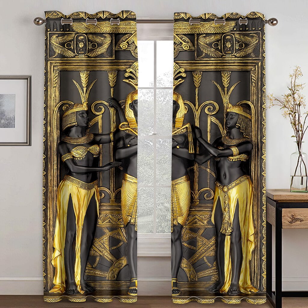 Egyptian Temple Culture Symbol Modern Curtains For Living Room Bedroom ...