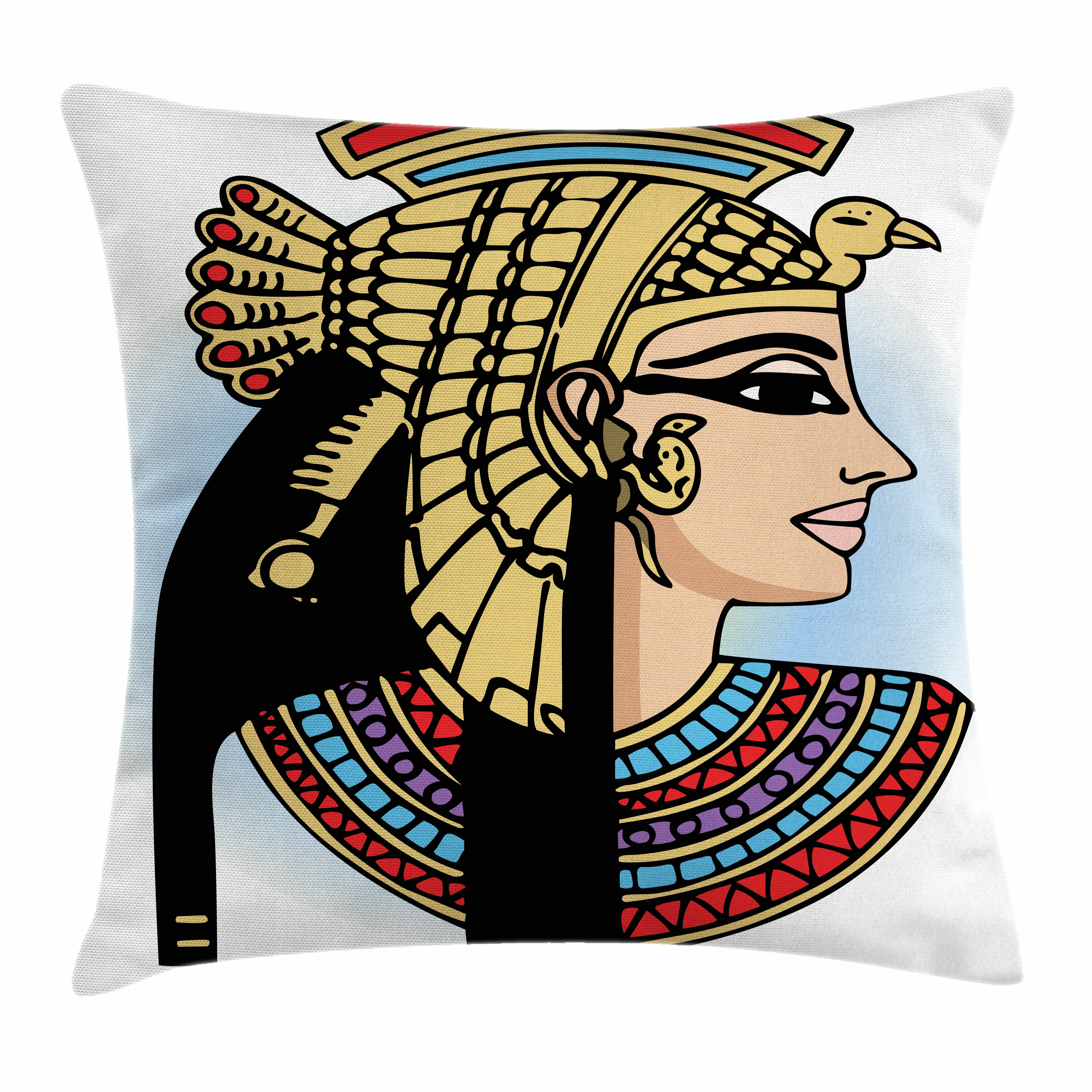 Egyptian Throw Pillow Cushion Cover, Profile Portrait of Queen ...