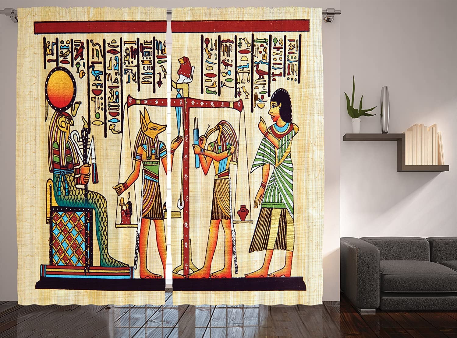 Egyptian Window Curtains Papyrus with Egyptian Manuscript and ...