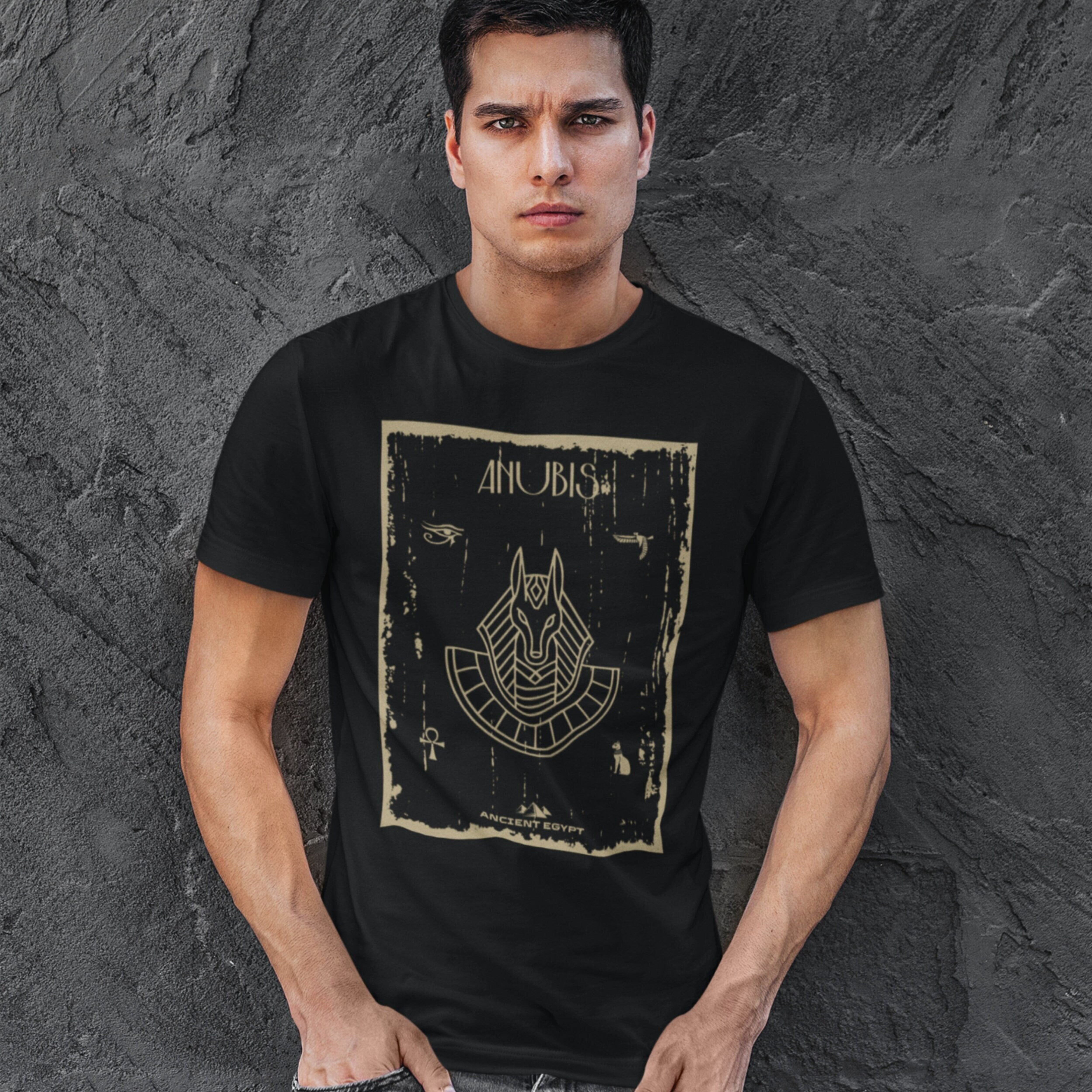Egyptian mystical t-shirt, god Anubis, ancestral symbolism, Egyptian ...