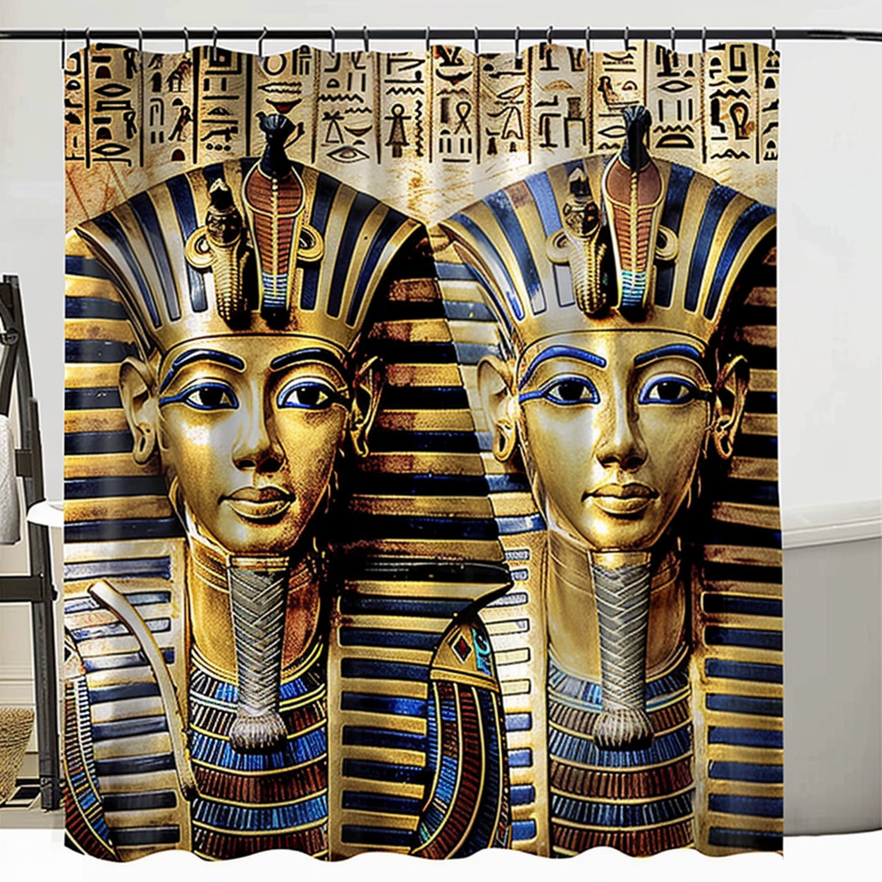 Egyptianinspired Shower Curtain with Shabby Chic King Tut & Pharaoh Design - Walmart.com