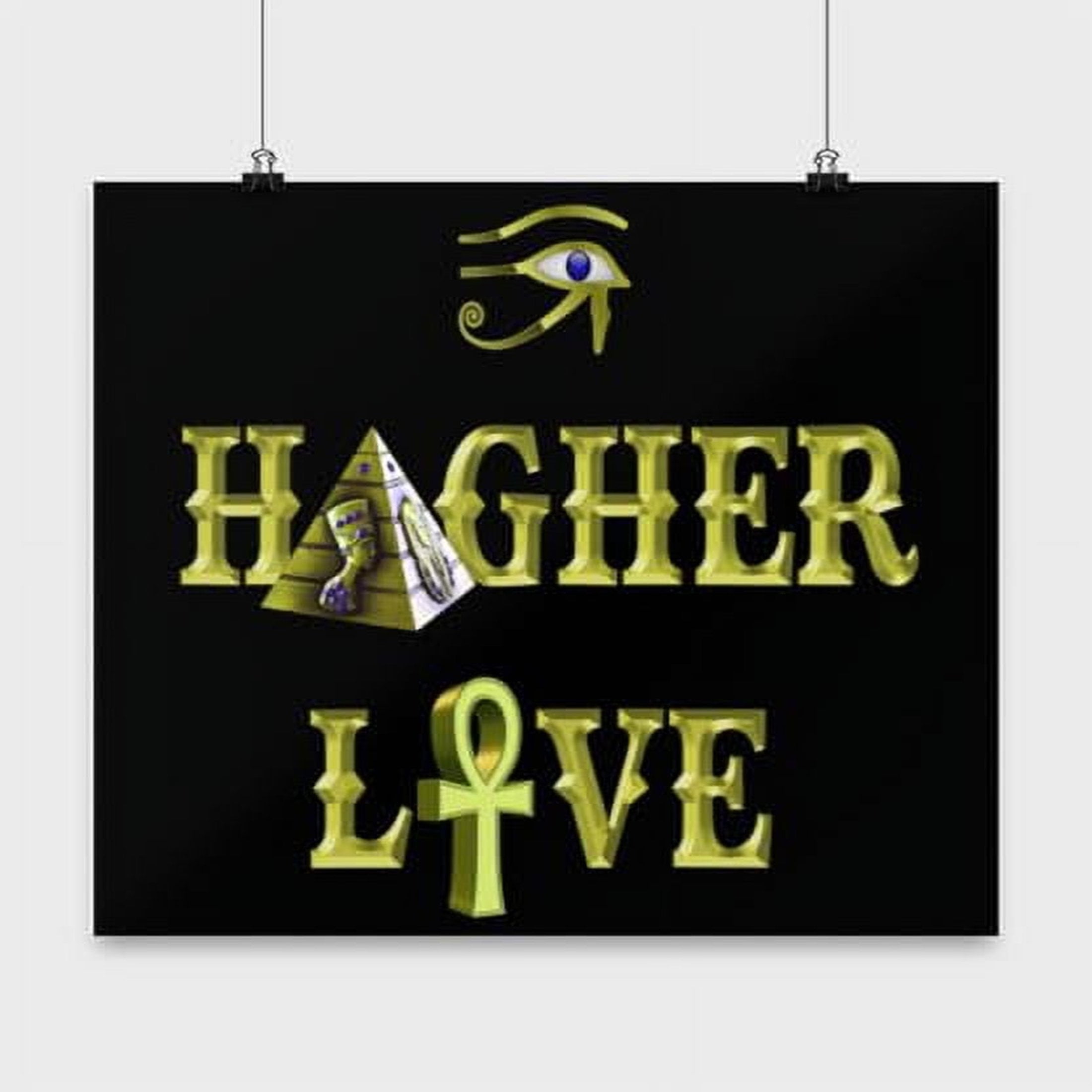 Egyptian Gods Poster - Higher Love Pyramid Art Print, 13x13in Black ...