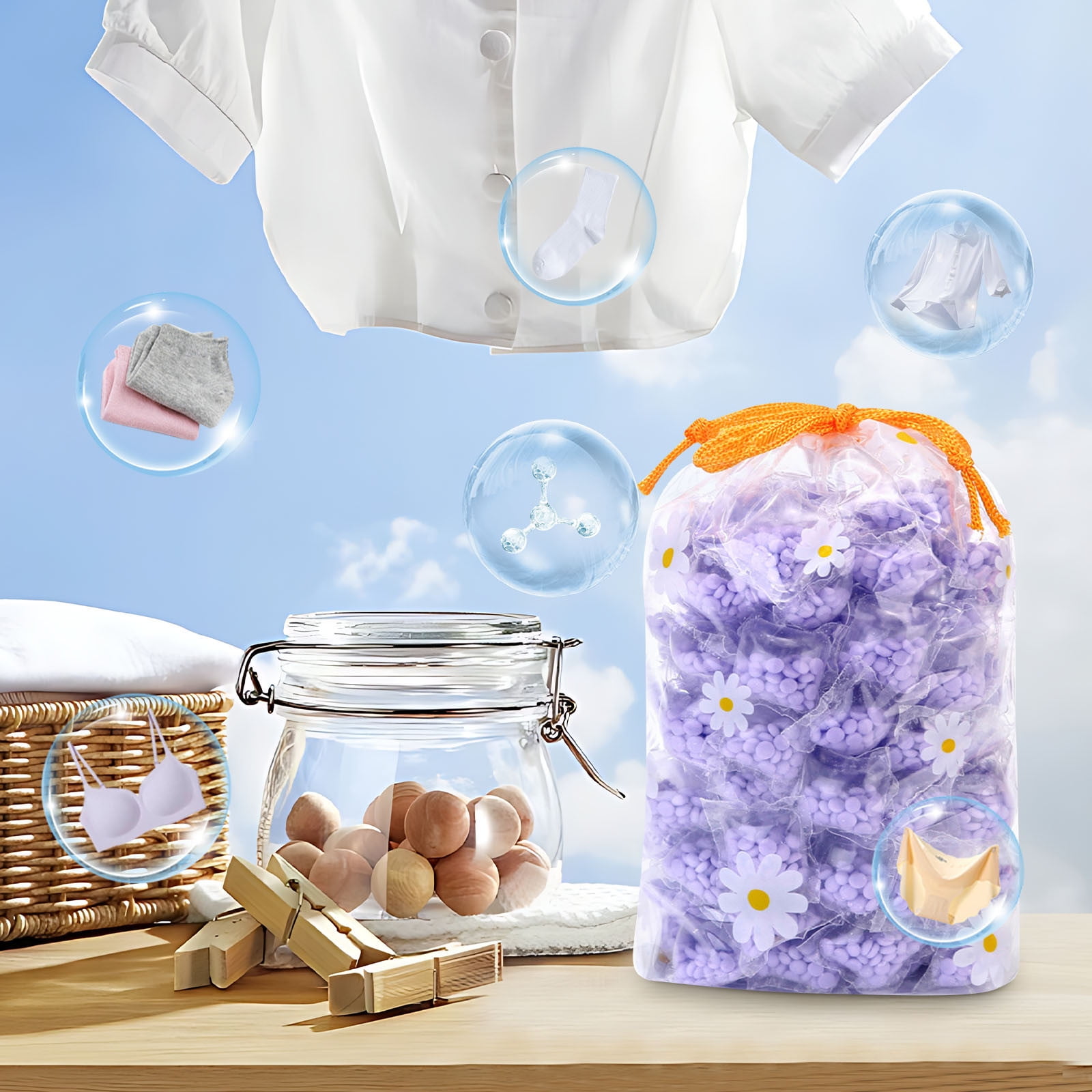 EhaayklPH 100pcs Laundry Perfume Beads, Water‑Soluble Safe, Deep ...
