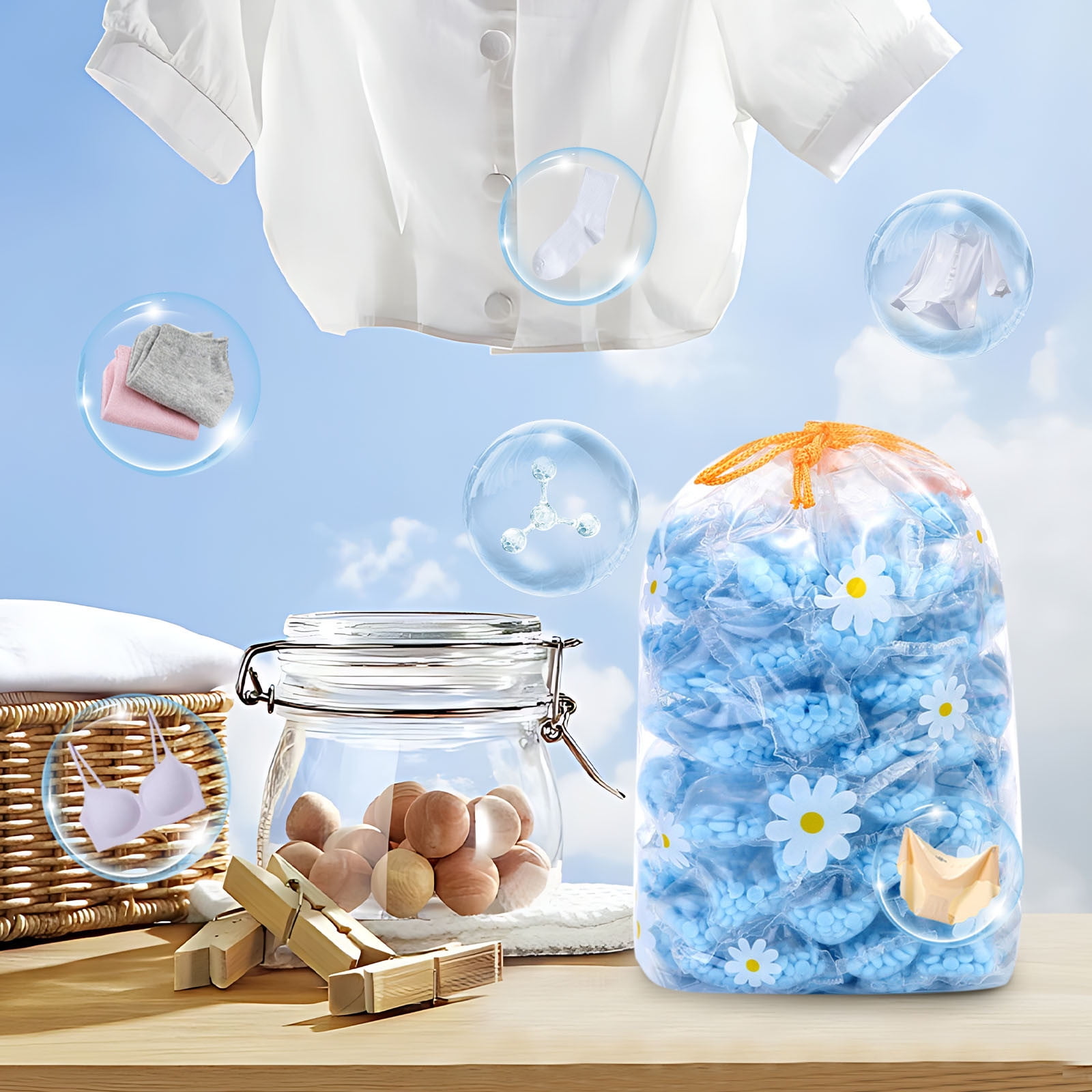 EhaayklPH 100pcs Laundry Perfume Beads, Water‑Soluble Safe, Deep ...