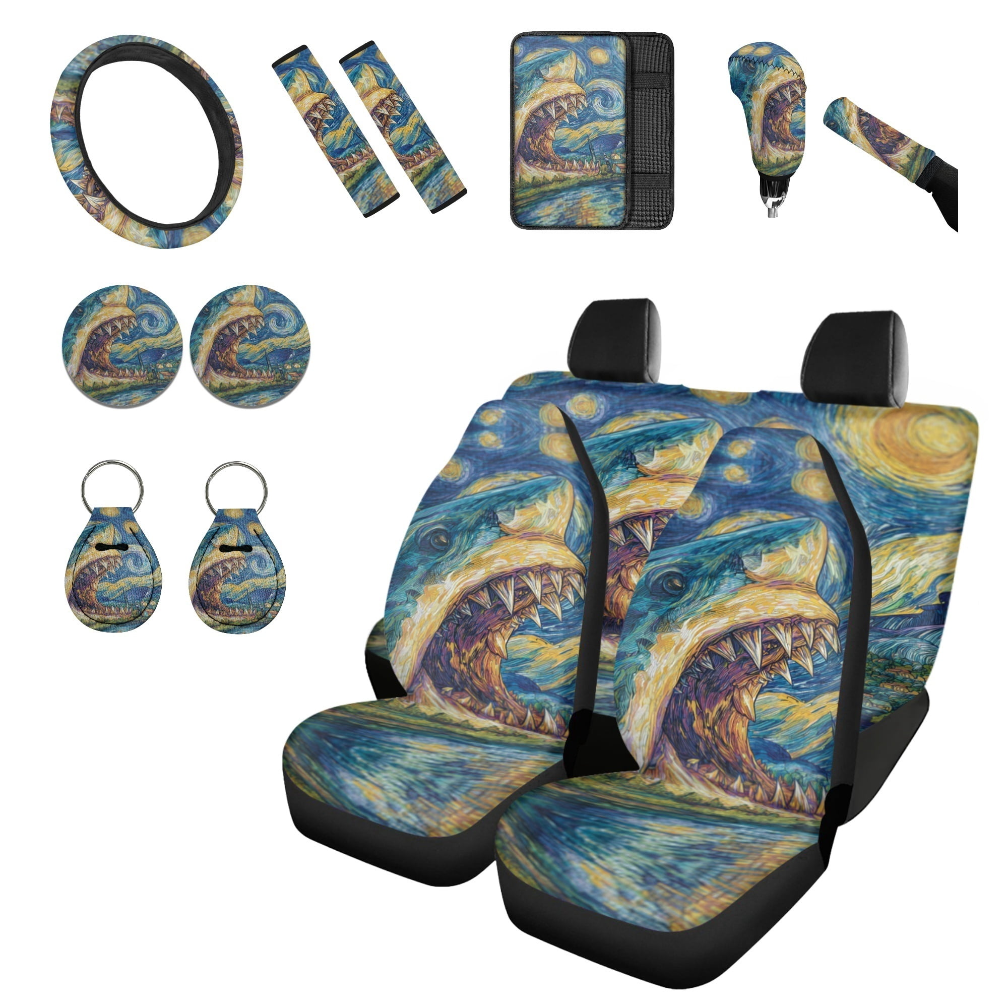 Eheartsgir 14 Pieces Full Set Car Seat Covers, with Steering Wheel ...